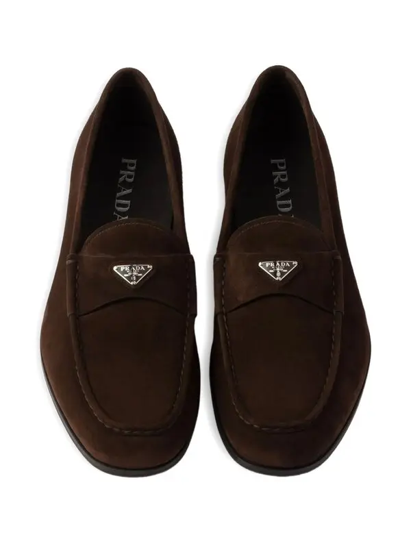 Prada Slip-on Suede Loafers - Dark Brown