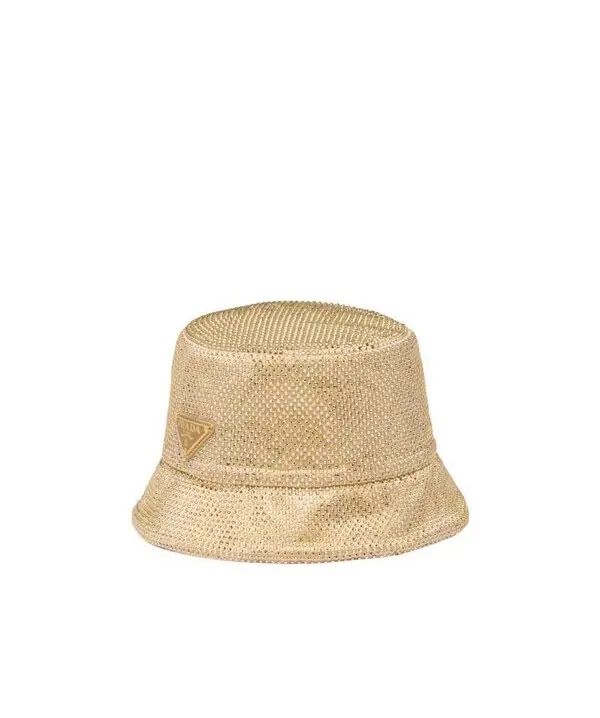 Prada Crystal Embellished Satin Bucket Hat