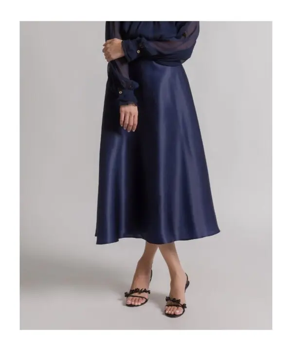 Alberta Ferretti Satin Organza A-line Skirt - Blue