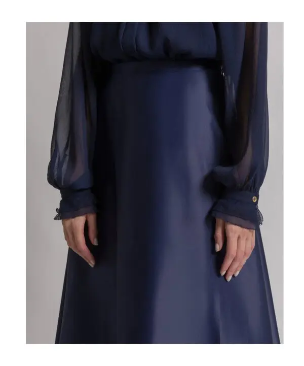 Alberta Ferretti Satin Organza A-line Skirt - Blue