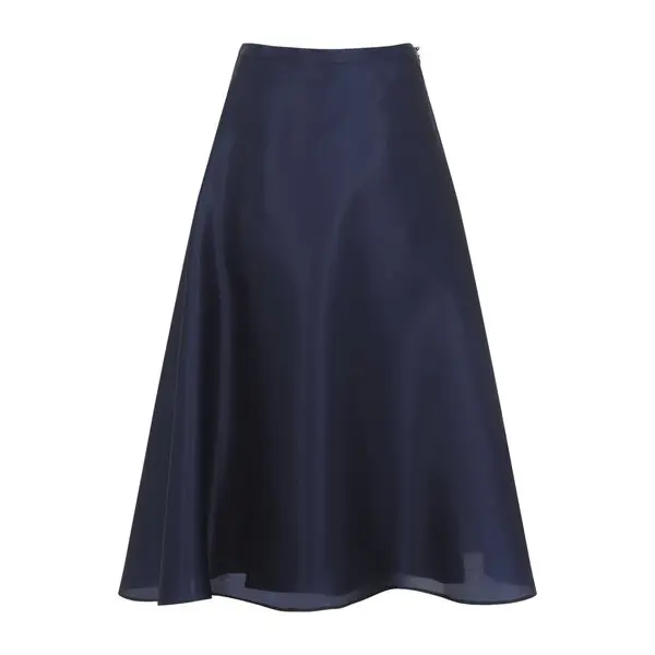 Alberta Ferretti Satin Organza A-line Skirt - Blue