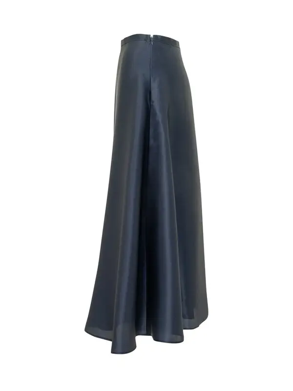 Alberta Ferretti Satin Organza A-line Skirt - Blue
