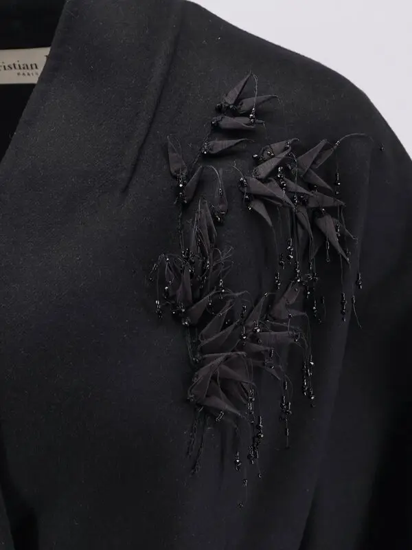 Dior Embellished Tie Waist Long Sleeve Coat