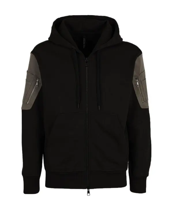 Neil Barrett Full Zip Hoodie With Rope Drawstring Hood