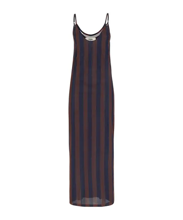 Fendi Pequin Tulle Dress - Brown