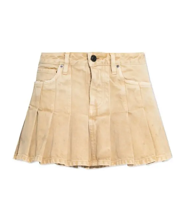 Balenciaga Pleated Denim Mini Skirt - Nude
