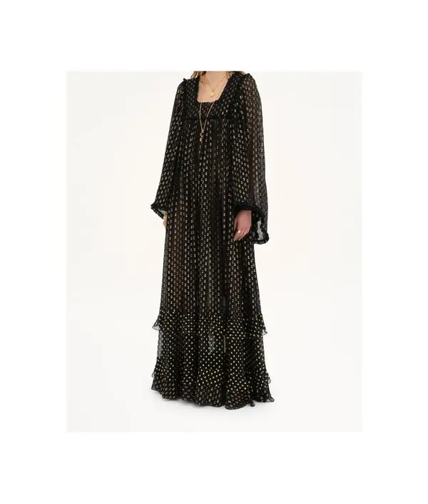 Chloé Ruffled Extra-long Dress With Long Sleeves