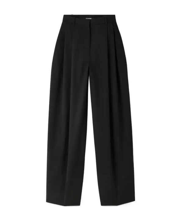 Jacquemus Pleated Wide-leg Trousers - Black