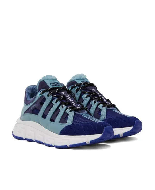 Versace Trigreca Leather Sneakers - Blue