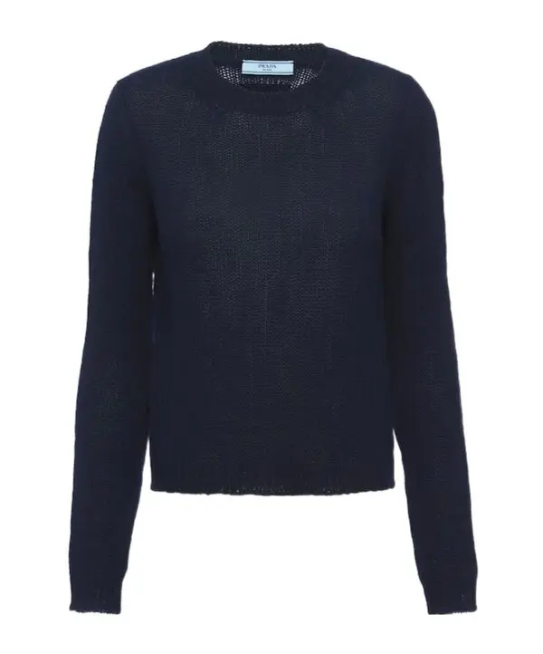 Prada Crewneck Knitted Jumper - Blue