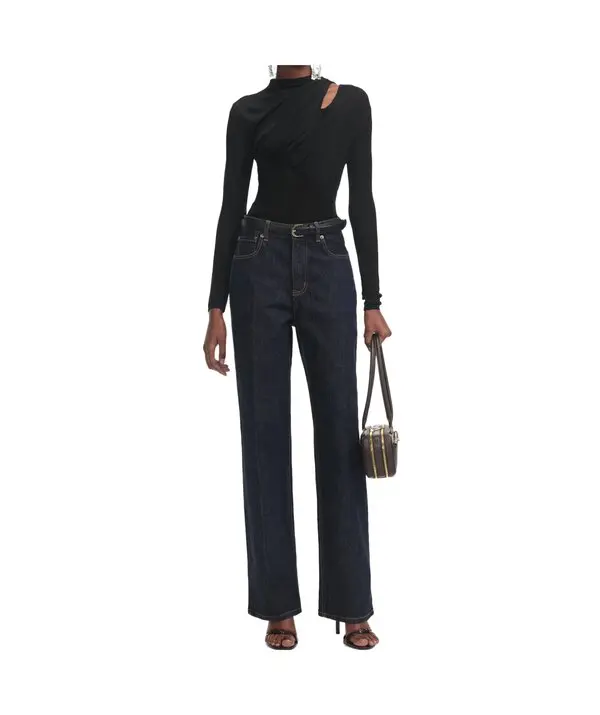 SELF-PORTRAIT Viscose Knit Cut-out Top