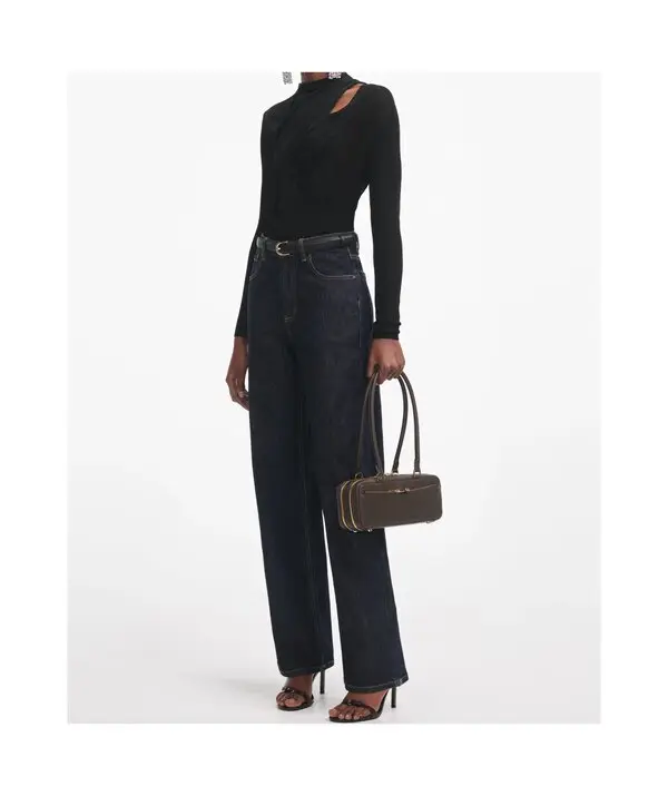 SELF-PORTRAIT Viscose Knit Cut-out Top