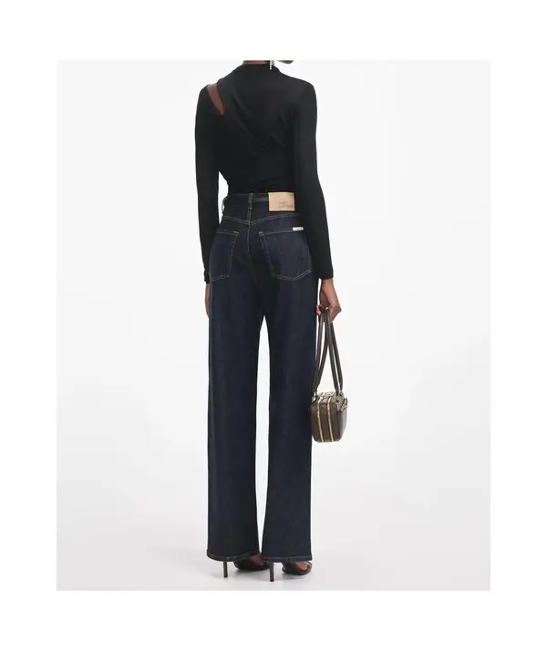 SELF-PORTRAIT Viscose Knit Cut-out Top