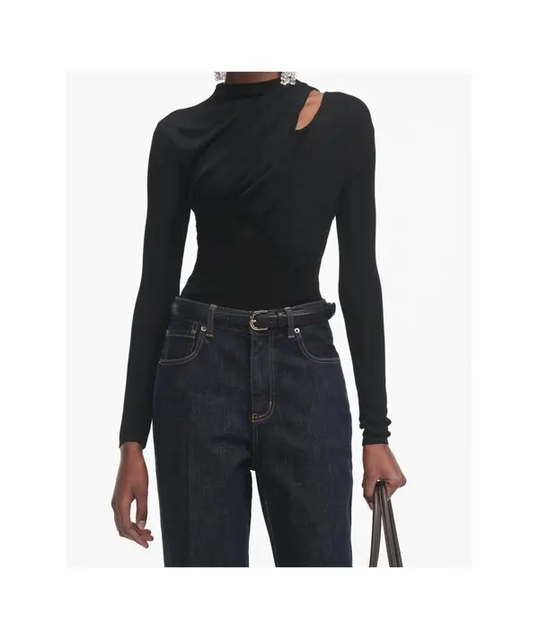SELF-PORTRAIT Viscose Knit Cut-out Top
