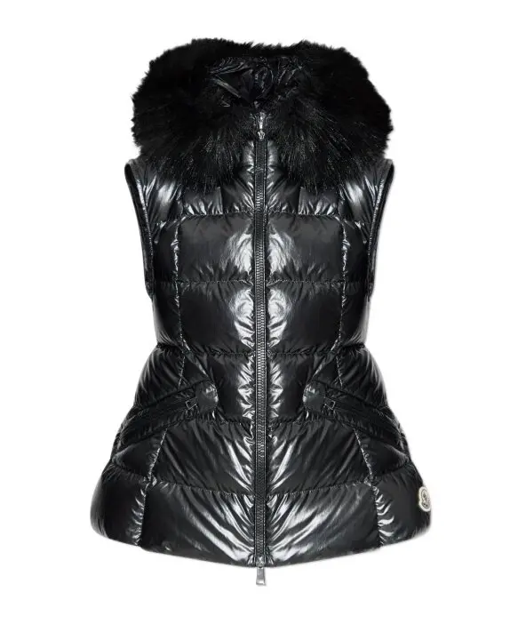 Moncler Shearling Collared Puffer Vest