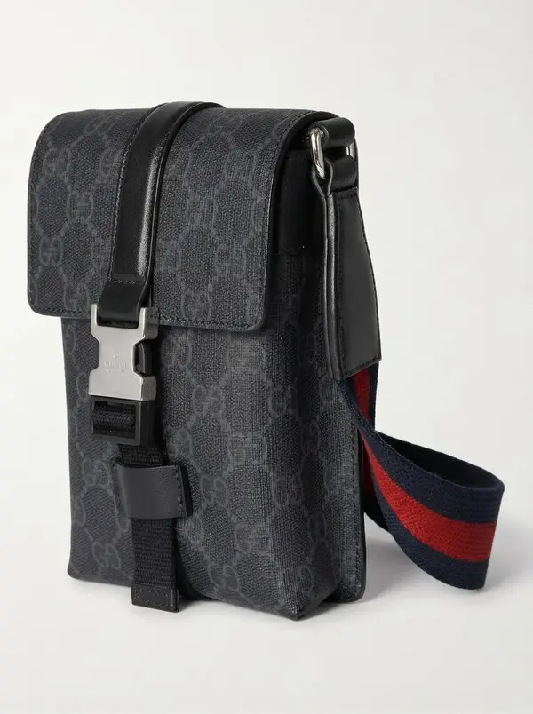 Gucci Monogrammed Buckle Detailed Clutch Bag - Black