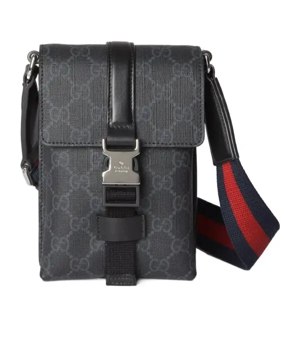 Gucci Monogrammed Buckle Detailed Clutch Bag - Black