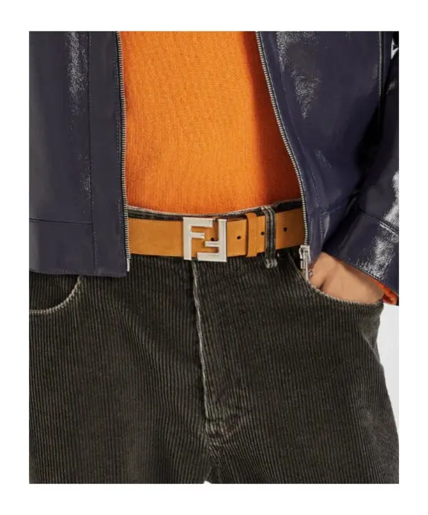 Fendi Square Ff Buckle Belt - Beige