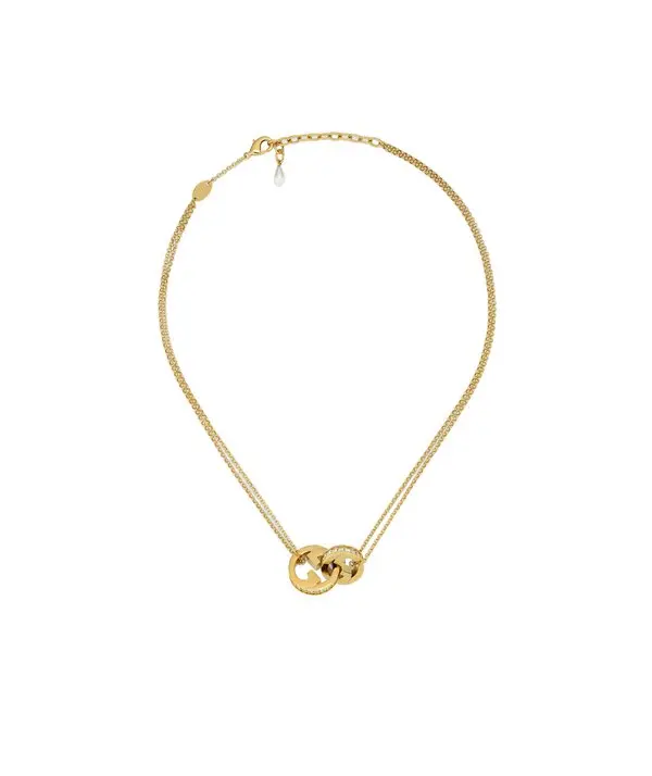 Gucci Blondie Double Chain Necklace With Intertwined G Pendants - Light Gold