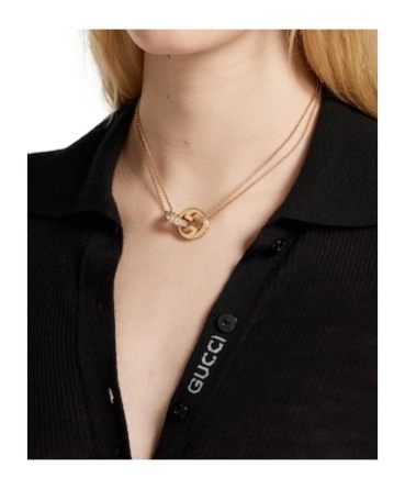 Gucci Blondie Double Chain Necklace With Intertwined G Pendants