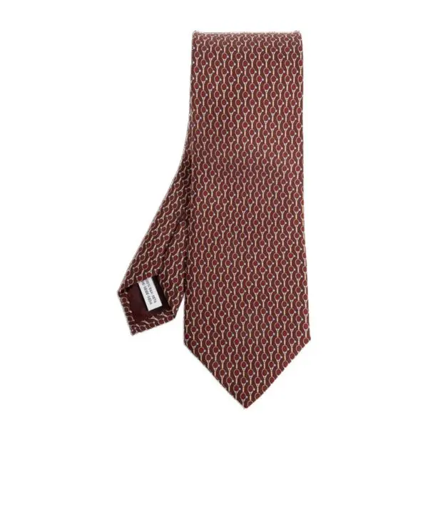 FERRAGAMO Pointed Tie With All-over Pattern - Red