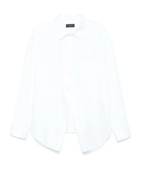 Balenciaga Asymmetrical Long-sleeved Shirt With Chest Pocket - White