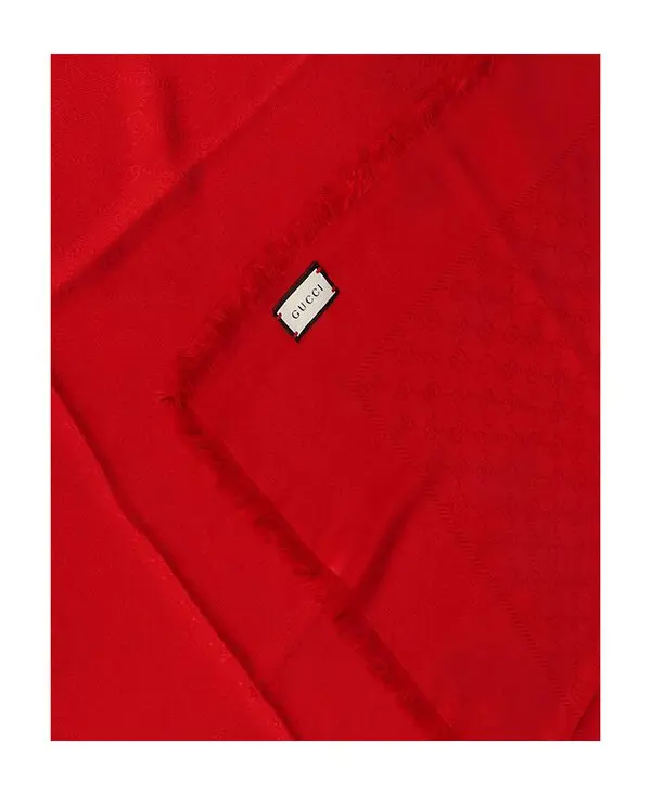 Gucci Silk Wool Gg Jacquard Shawl - Red