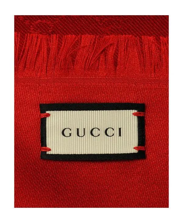 Gucci Silk Wool Gg Jacquard Shawl - Red