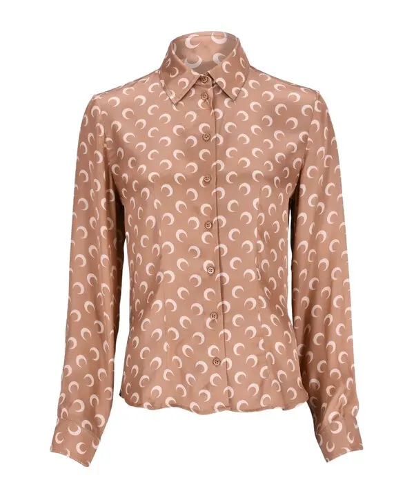 MARINE SERRE Crescent Moon Graphic Long Sleeve Shirt - Nude