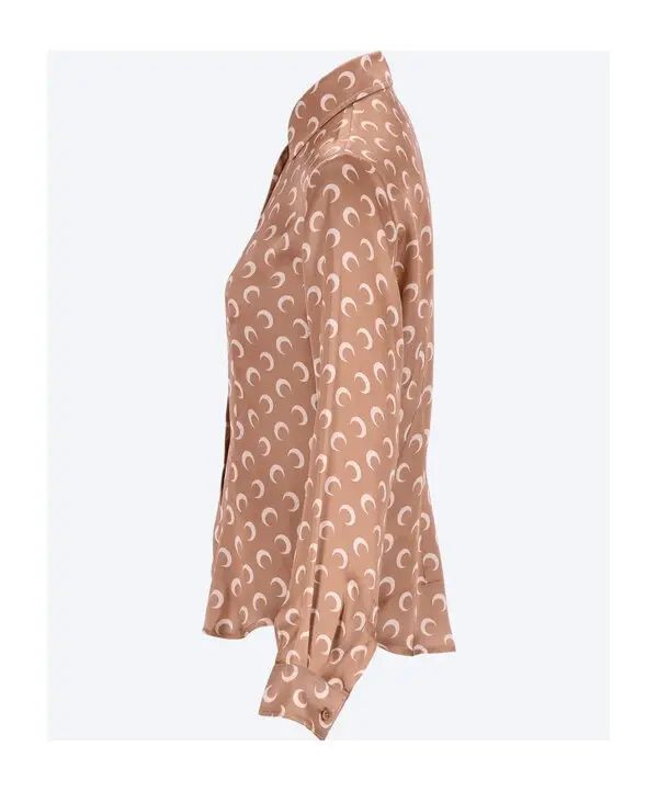 MARINE SERRE Crescent Moon Graphic Long Sleeve Shirt - Nude