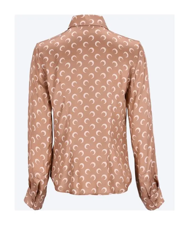 MARINE SERRE Crescent Moon Graphic Long Sleeve Shirt - Nude