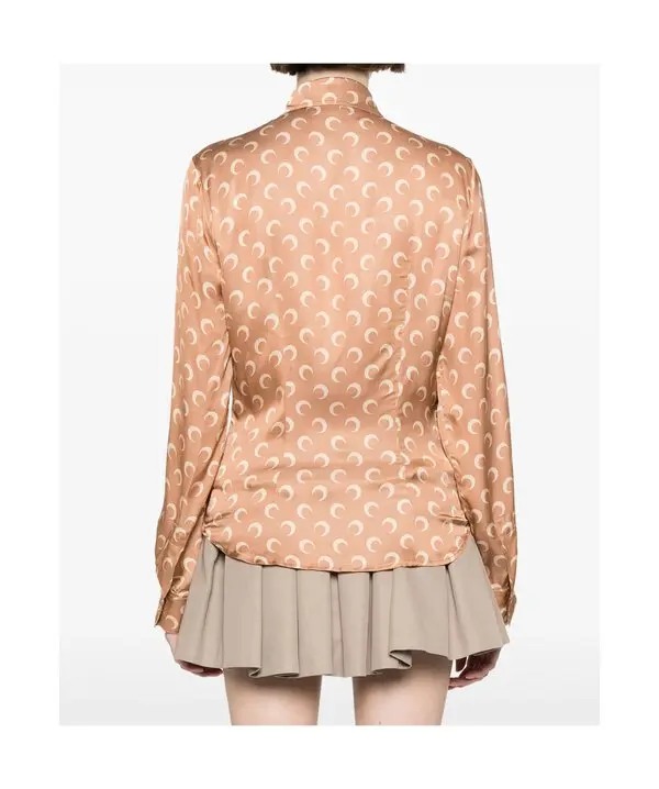 MARINE SERRE Crescent Moon Graphic Long Sleeve Shirt - Nude