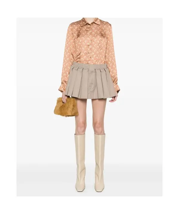 MARINE SERRE Crescent Moon Graphic Long Sleeve Shirt - Nude
