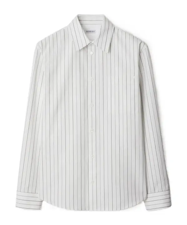 Burberry Logo Embroidered Striped Shirt