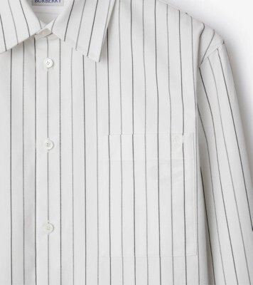 Burberry Logo Embroidered Striped Shirt