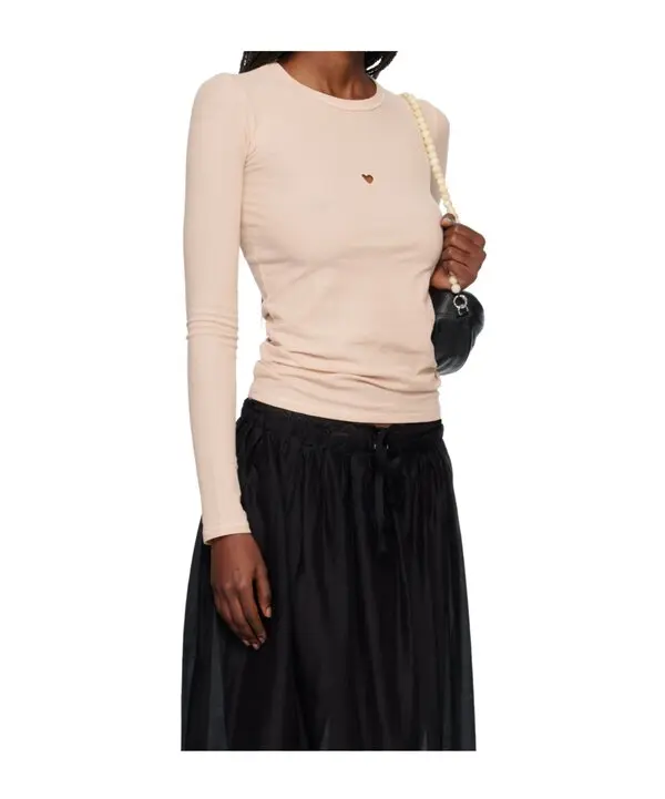 BASERANGE Heart Cutout Long Sleeve Top