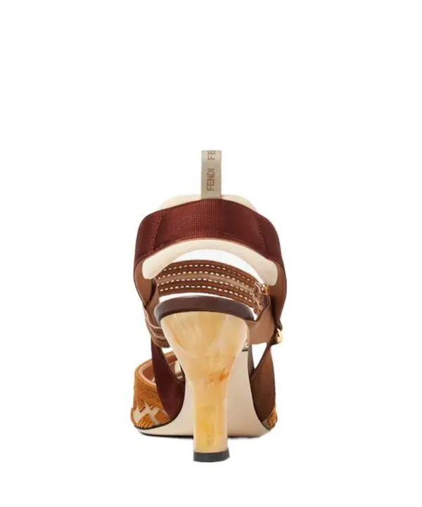 Fendi Colibrì Ff Cornely Embroidery High-heel Slingback Pumps - Brown