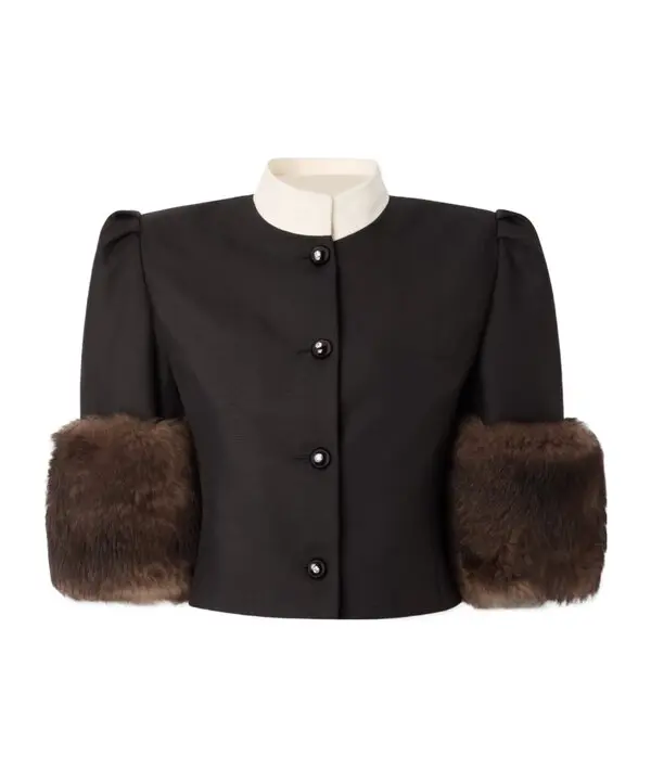 Valentino Garavani Silk And Sheepskin Jacket With Crystal Embellishments