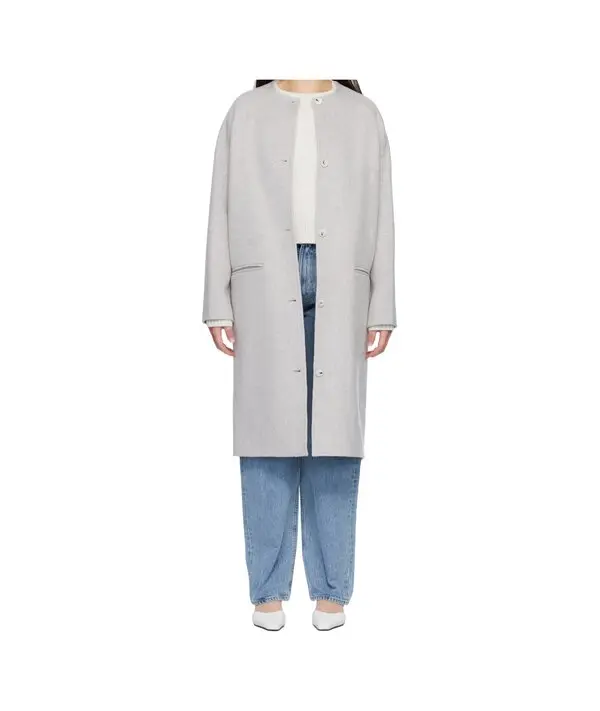 Loulou De Saison Kerry 01 Collarless Coat - Lightgreymelange