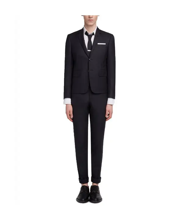 Thom Browne Super 120s Twill Suit With Tie - Black