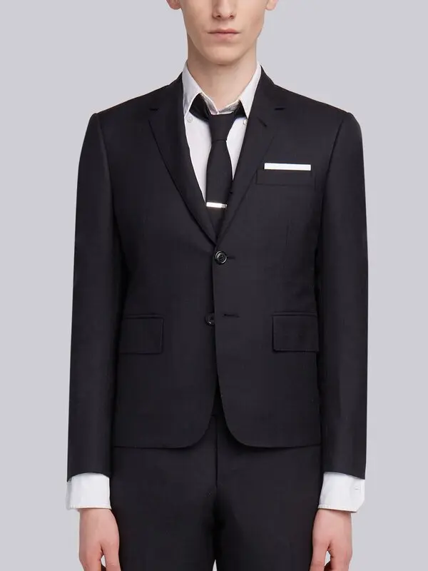 Thom Browne Super 120s Twill Suit With Tie - Black