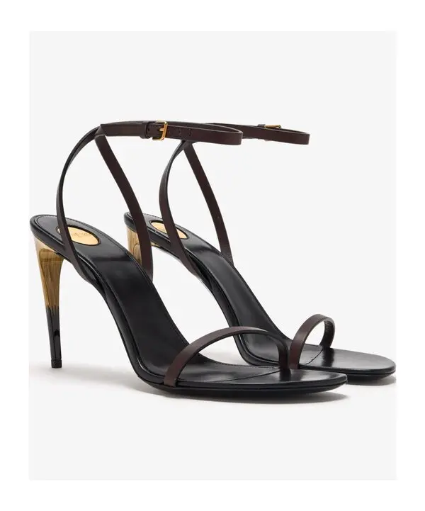 Saint Laurent Ankle-strap Heeled Sandals - Brown