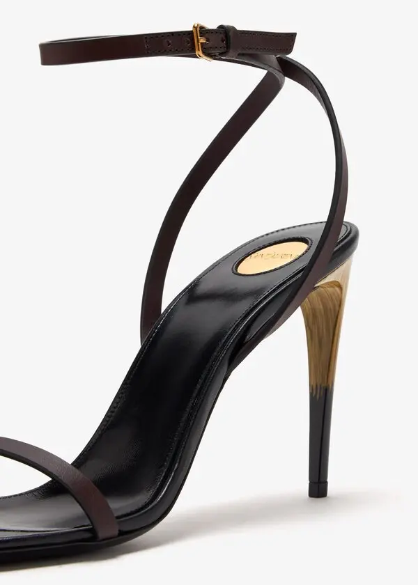 Saint Laurent Ankle-strap Heeled Sandals - Brown