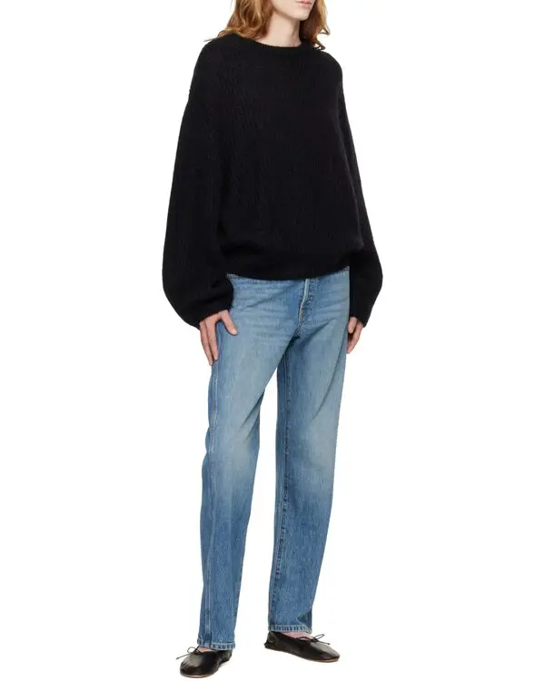 TOTEME Crewneck Ribbed Knit Pullover - Black