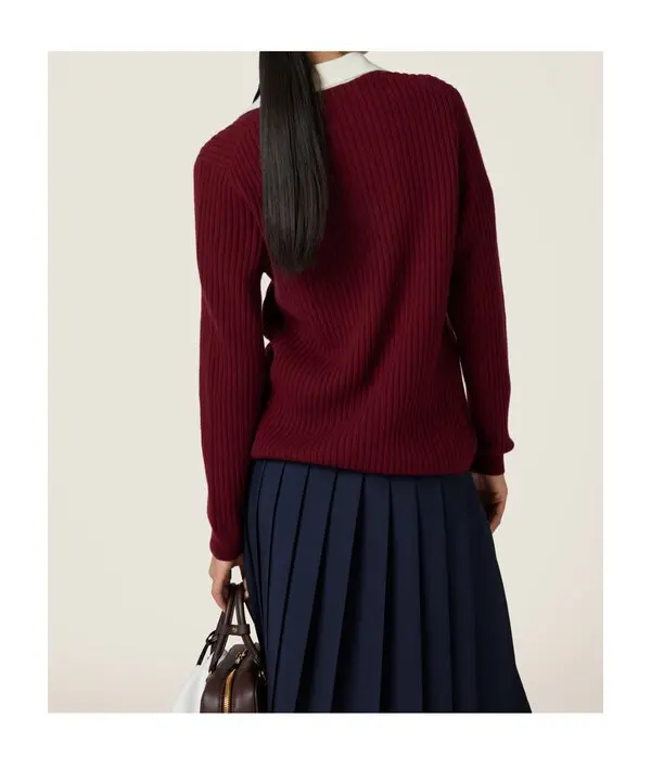 Miu Miu Long-sleeved Knitted Polo Shirt