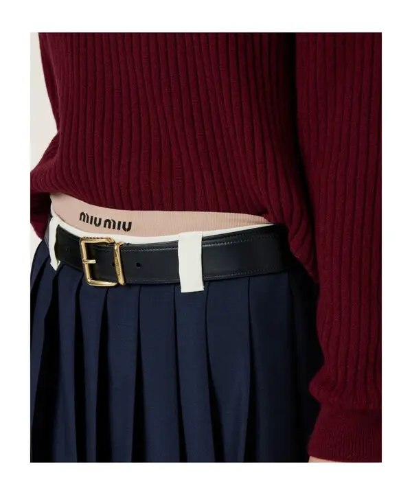 Miu Miu Long-sleeved Knitted Polo Shirt