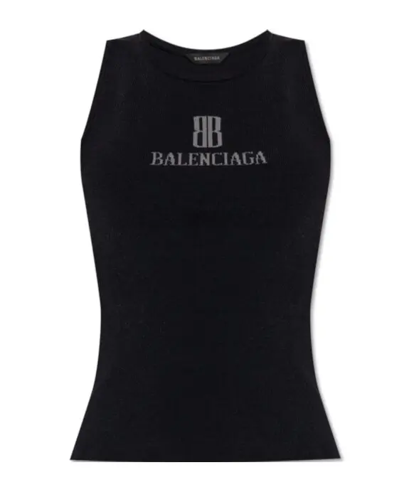 Balenciaga Bb Logo Tank Top - Black