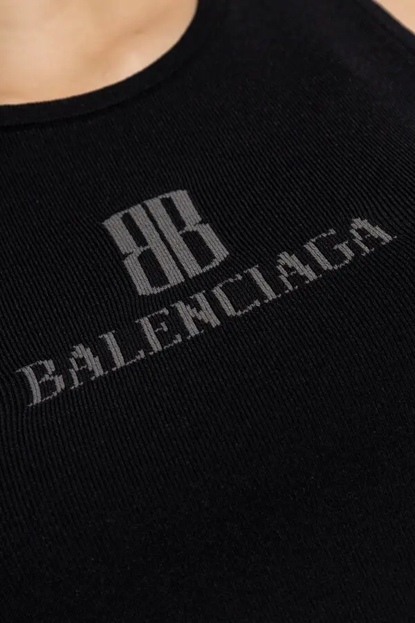 Balenciaga Bb Logo Tank Top - Black