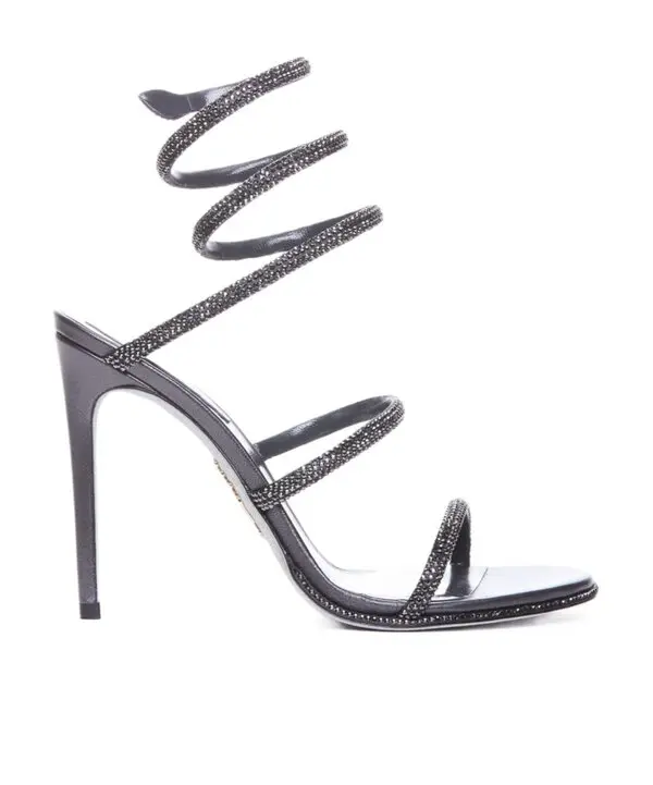 Rene Caovilla Embellished High Heel Sandals - Gray