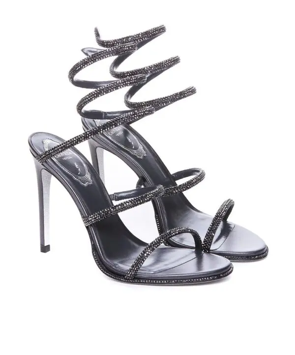 Rene Caovilla Embellished High Heel Sandals - Gray
